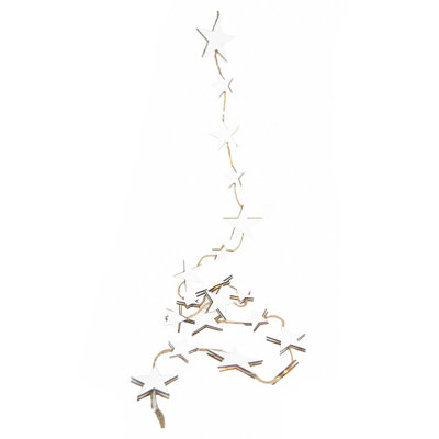 White Wooden Star LED Garland - Indoor Home Festive Xmas Christmas ...
