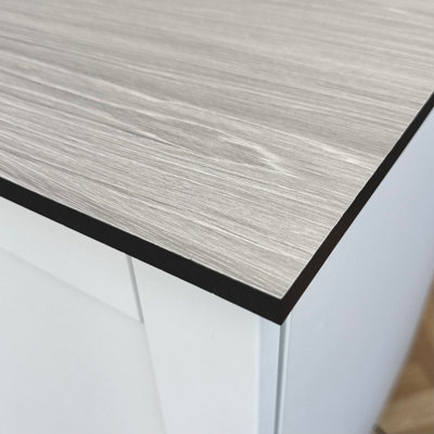 Whitewashed Oak 2000mm x 610mm x 12mm Compact Laminate Worktop Modern ...