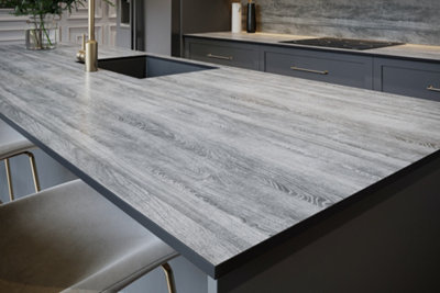 Whitewashed Oak 3050mm x 950mm x 12mm Compact Laminate Worktop Modern ...