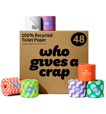 Who Gives A Crap Double Length 100% Recycled Toilet Paper - 48 Pack