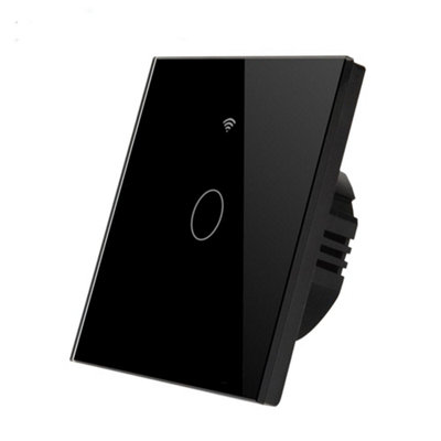 Wi-Fi Smart 1 Gang Touch Switch, Black Body, APP & Voice Control (No Neutral needed)