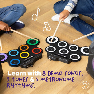 WICKED GIZMOS Electronic Drum Mat - Portable Roll Up Digital Music Pad ...