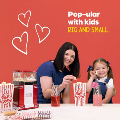 WICKED GIZMOS Retro Popcorn Maker - 6 Serving Boxes & Butter Scoop, Free Hot Air Popped Cinema ...