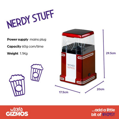 WICKED GIZMOS Retro Popcorn Maker - 6 Serving Boxes & Butter Scoop ...