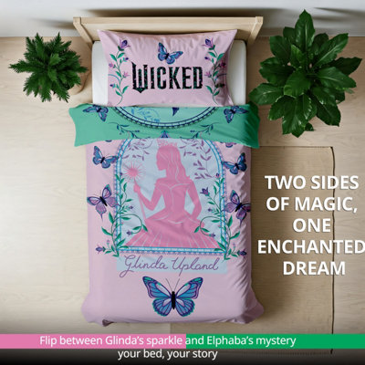 Wicked Glinda & Elphaba Reversible Single Duvet Cover and Pillowcase Set