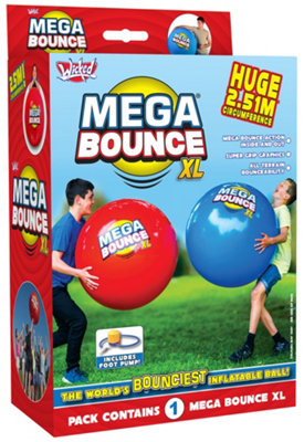 Wicked Mega Bounce XL Blue. Huge inflatable bounce ball with a 2.5m circumference. Foot pump ...