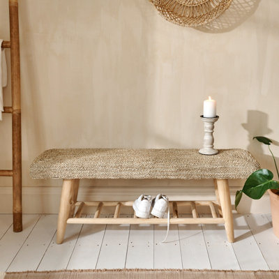 Wicker bench Hallway - Wooden End of bed bench 120cm