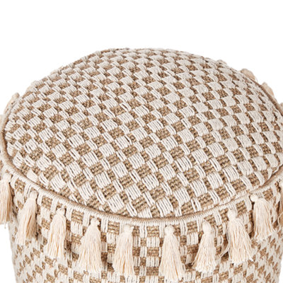 Wicker Pouffe 50 cm Beige PIRAK