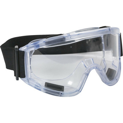 Wide Angled Safety Goggles - Indirect Ventilation - Adjustable Headband ...