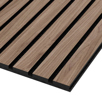 Wide slat Luxe Grand Acoustic wood slat wall panel in Walnut