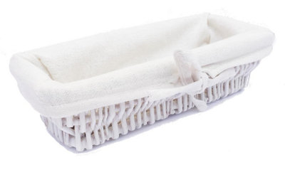 Wider SHALLOW Wicker Storage Basket Hamper Basket White,XX Small 24 x ...