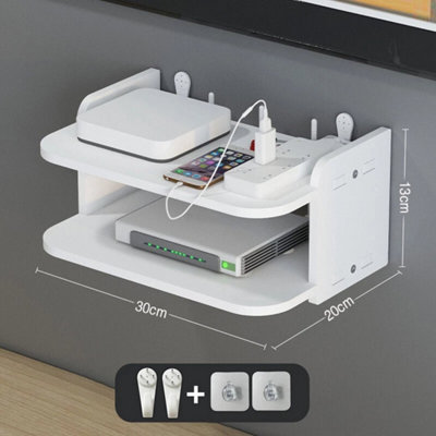 WiFi Router Storage Box Floating Shelves TV Set-Top Rack, Wall-Mounted
