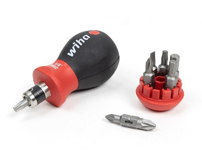 Wiha 33738 Magnetic SoftFinish Stubby Screwdriver with Bit Magazine SL ...