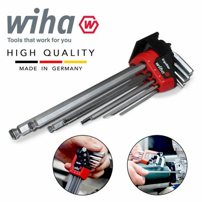 Wiha 37352 9 Pce MagicRing Hex Allen Key Set Chrome Plated Metric 1.5mm ...