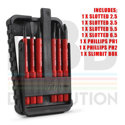 Wiha 43159 slimBit electric SL/PH Bit Set, 7 Piece WHA43159