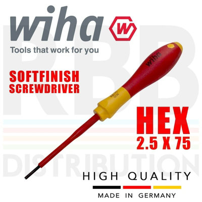 Wiha Hex Driver Screwdriver 1000v Electrician VDE 2.5mm SoftFinish Grip ...