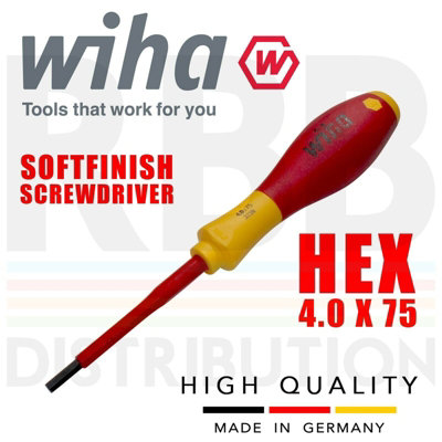Wiha Hex Driver Screwdriver 1000v Electrician VDE 4mm Hex SoftFinish ...