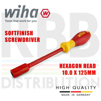 Wiha Hex Driver Screwdriver 1000v VDE Electrician 10mm SoftFinish Grip ...
