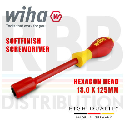Wiha Hex Driver Screwdriver 1000v VDE Electrician 13mm SoftFinish Grip ...