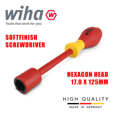 Wiha Hex Driver Screwdriver 1000v VDE Electrician 17mm SoftFinish Grip ...