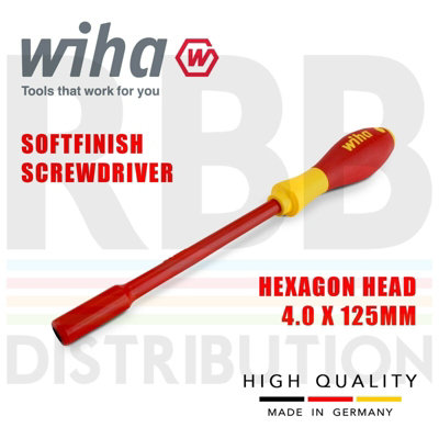 Wiha Hex Driver Screwdriver 1000v VDE Electrician 4mm Hex SoftFinish ...