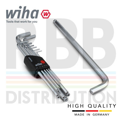 Wiha L key Allen Key Hex Ball End 7pc key 1.5mm To 10mm With Holder 01418