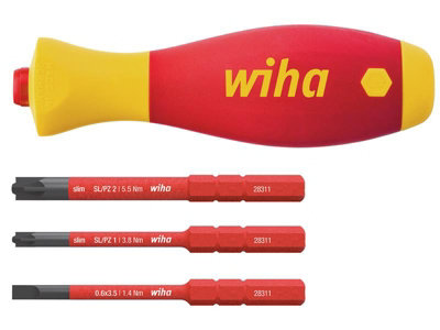 Wiha SlimBits Screwdriver Slotted PZ Bit Holder Slimvario VDE ...