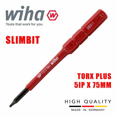 Wiha SlimBits Torx Plus Screwdriver 5IP Head 75mm 1000v VDE Electrician ...