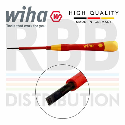 WIHA Slotted Electricians Screwdrivers Insulated VDE Slim Fit ...
