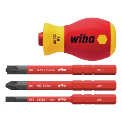 Wiha Softfinish Electric Slimvario Stubby Screwdriver Set, 4 Piece ...