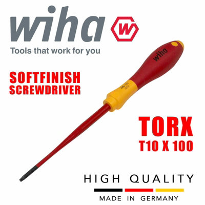 WIHA Torx Electricians Screwdrivers Insulated VDE Slim Fit SoftFinish 1000v slimFix Torx T10 ...