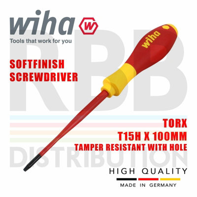 Wiha Torx Screwdriver T15H SlimFix Fit SoftFinish VDE Electrician ...