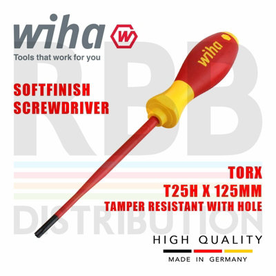 Wiha Torx Screwdriver T25H SlimFix Fit SoftFinish VDE Electrician ...