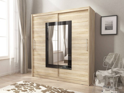 Wiki II Contemporary Mirrored Wardrobe 4 Shelves 1 Rail 2 Sliding Doors ...