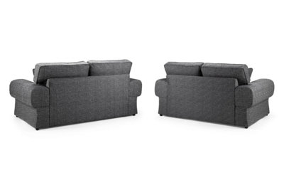 Wilcot Fabric Full Back Sofa Grey 3 Seater And 2 Seater Set