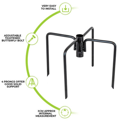 WILD BIRD FEEDER STABILISER BASE BLACK GARDEN STAND WITH FEET SPIKES ...