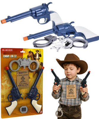 Wild West Cowboy Gun Set with Sheriff Badge and Handcuffs