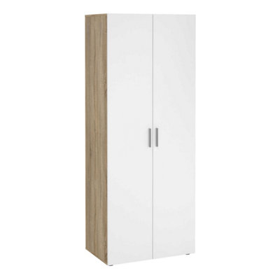 Wilde 2-Door Wardrobe in Natural Oak Effect and White Gloss