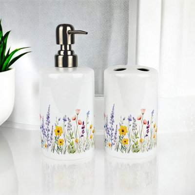 Wildflower Bathroom Accessories Set - Multicolour Floral Meadow ...