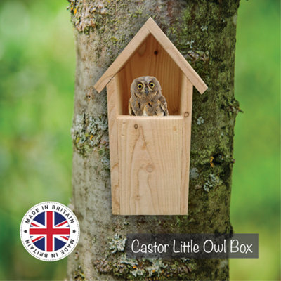 Wildlife and Birdcare Wooden Castor Little Owl Nesting Box