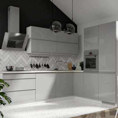 Light grey kitchen cabinets store