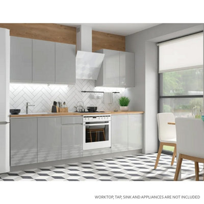 William 7 Units Professional Kitchen Cabinets Set - Light Grey Gloss