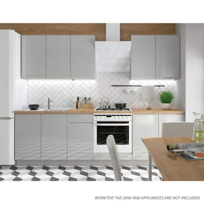 William 7 Units Professional Kitchen Cabinets Set - Light Grey Gloss