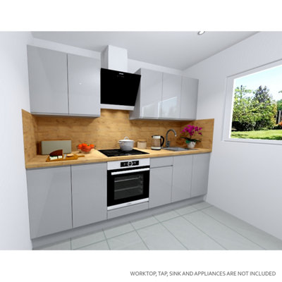 William 7 Units Professional Kitchen Cabinets Set - Light Grey Gloss