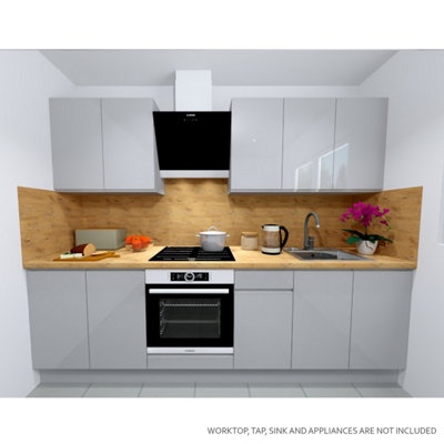 William 7 Units Professional Kitchen Cabinets Set - Light Grey Gloss