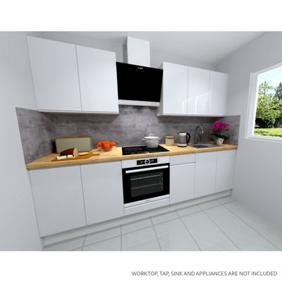 William 7 Units Professional Kitchen Cabinets Set - White Gloss