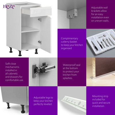 William 7 Units Professional Kitchen Cabinets Set - White Gloss