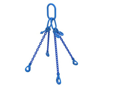 William Hackett Grade 10 (3.8-5.3t) 4 Leg 8mm Lifting Chain Sling with Self Locking Shortening ...