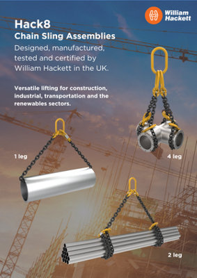 William Hackett Grade 8 (2.2-3.1t) 4 Leg 7mm Lifting Chain Sling with ...