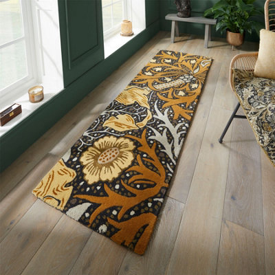 William Morris 1207006 Mustard Runner Rug For Hallway - Extra Long 70x300cm